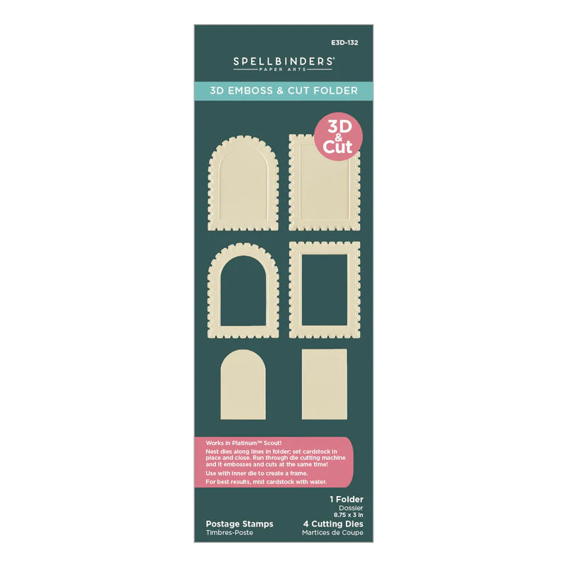 Spellbinders - Postage Stamps 3D Emboss & Cut Embossing Folder (Holida ...